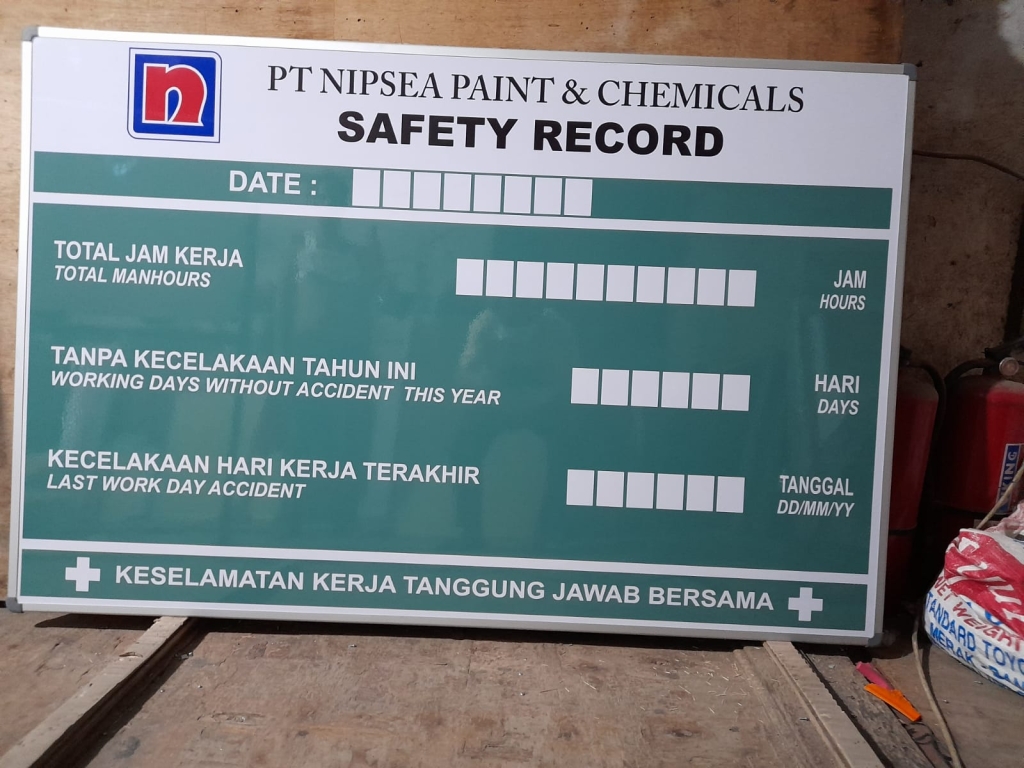 Papan Data Safety Record/ SAFETY PERFORMANCE BOARD | Hanakoboard.com